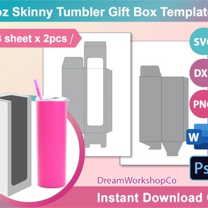 20oz Skinny Tumbler Box Template Gift Box Template Window - Etsy