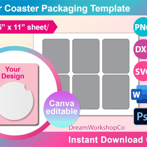 2pcs Car Cup Coaster Package Template Car Coaster Display - Etsy