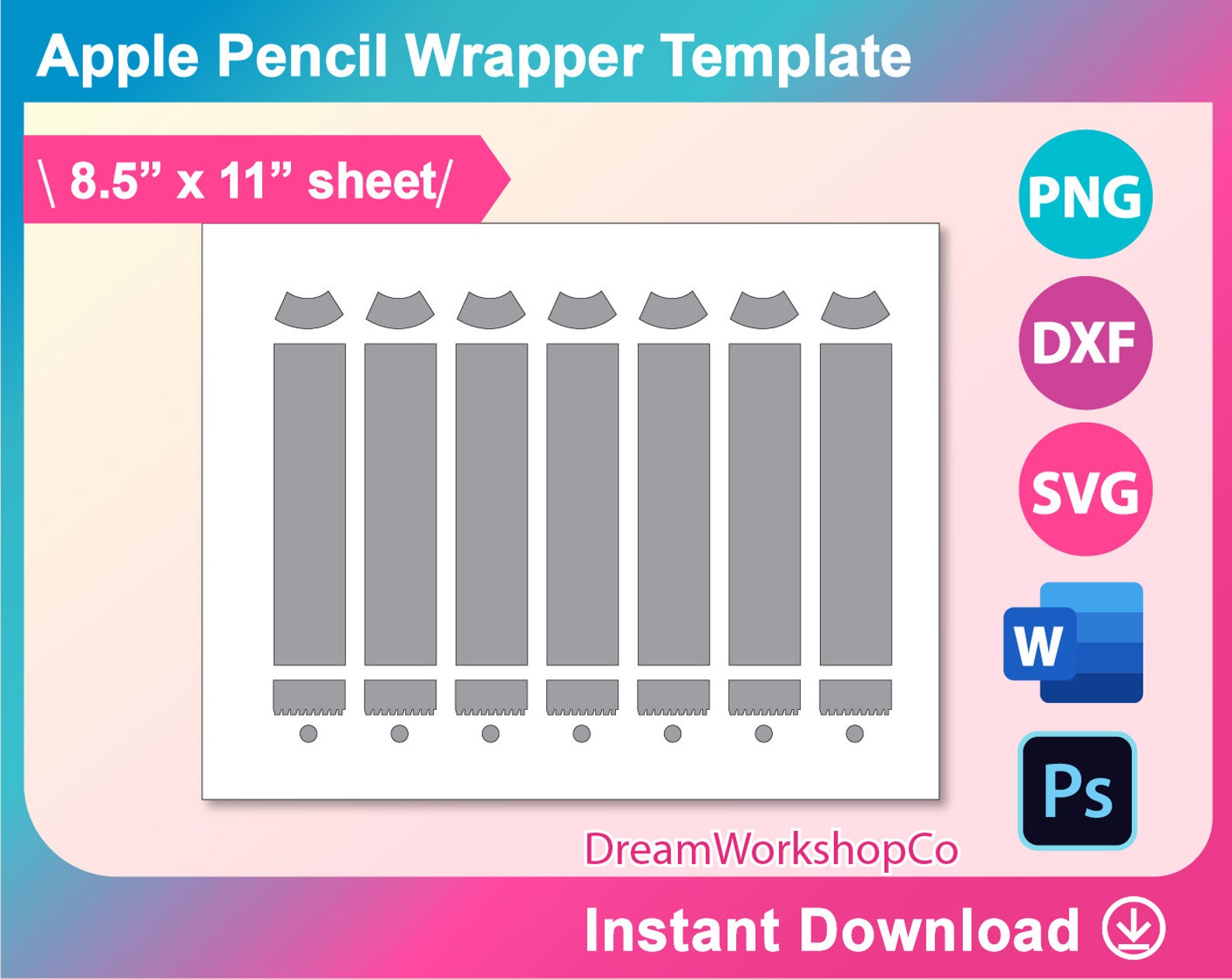 Apple Pencil Wrapper SVG 1st Generation Apple Pencil DXF Ms - Etsy