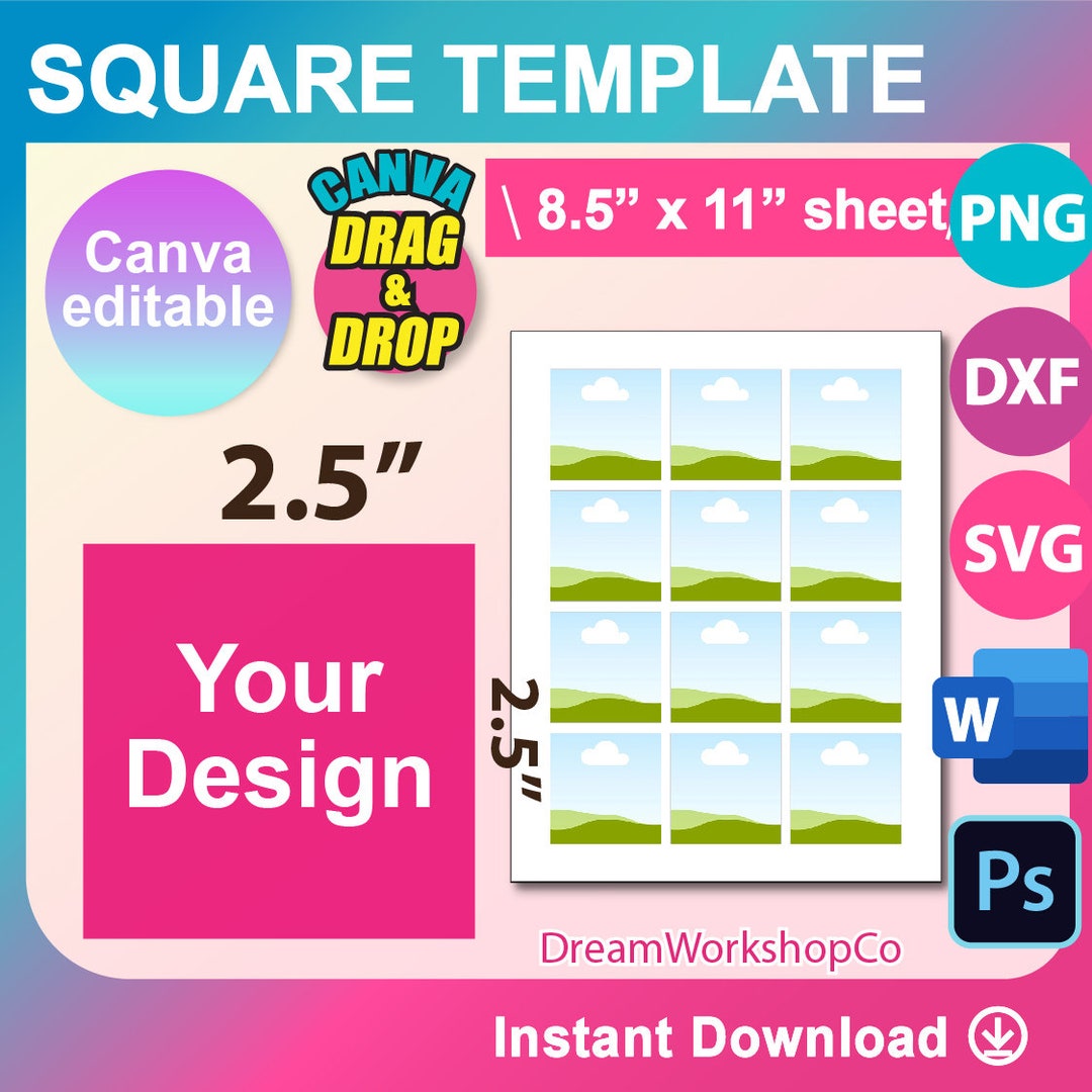 2.5"x2.5" Business Card Template, SVG, DXF, Ms Word Docx, Canva, Png ...