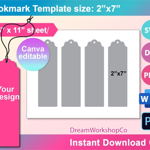 Bookmark Template Bookmark Template SVG DXF Canva Ms Word - Etsy