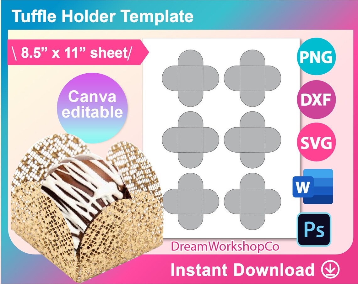 Truffle Holder Template, SVG, DXF, Canva, Ms Word Docx, Png, PSD, 8.5 ...