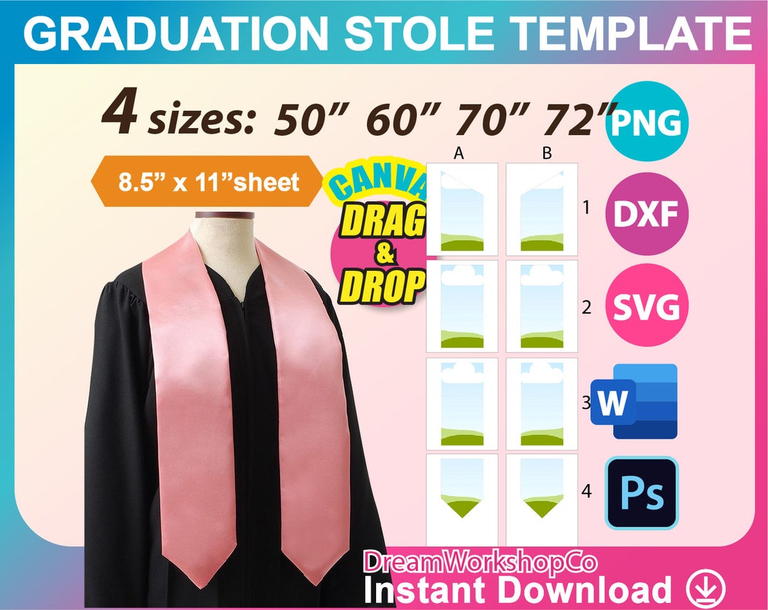 4 SIZES!! Stole Template, Graduation Stole Template, Stole Template SVG ...