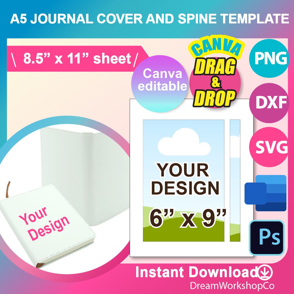Notebook Cover And Spine Template