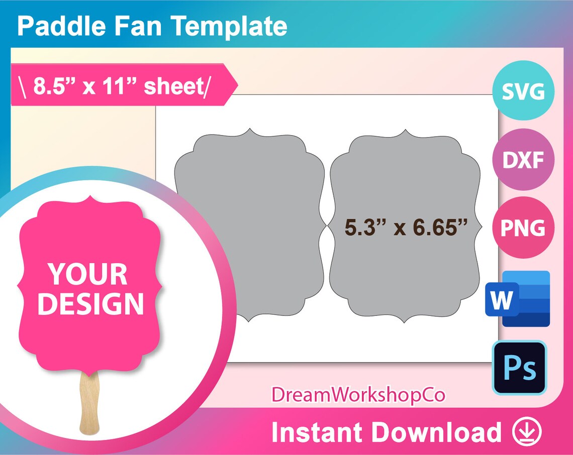 Paddle Fan Template Canva PSD PNG and SVG Microsoft Word - Etsy