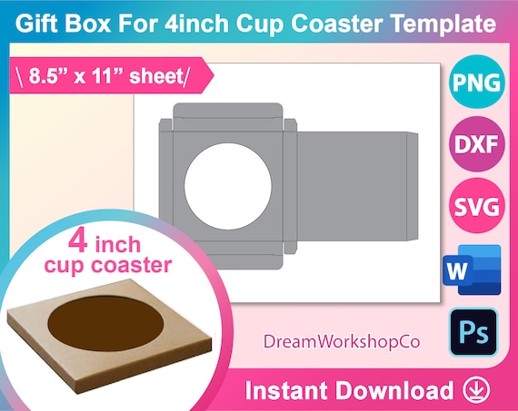 Cup Coaster Box Template Cut Files Cup Coaster Box Template - Etsy