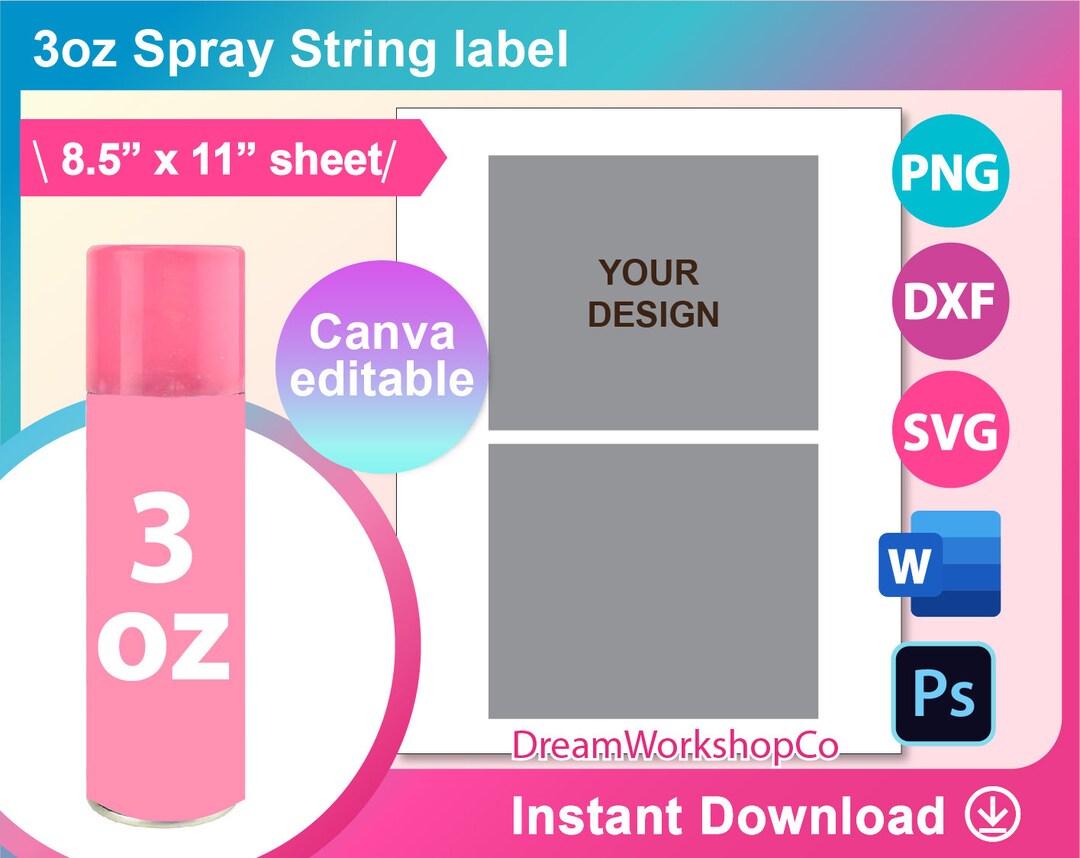 3oz String Spray Can Template, Sublimation Template, Canva, SVG, DXF ...