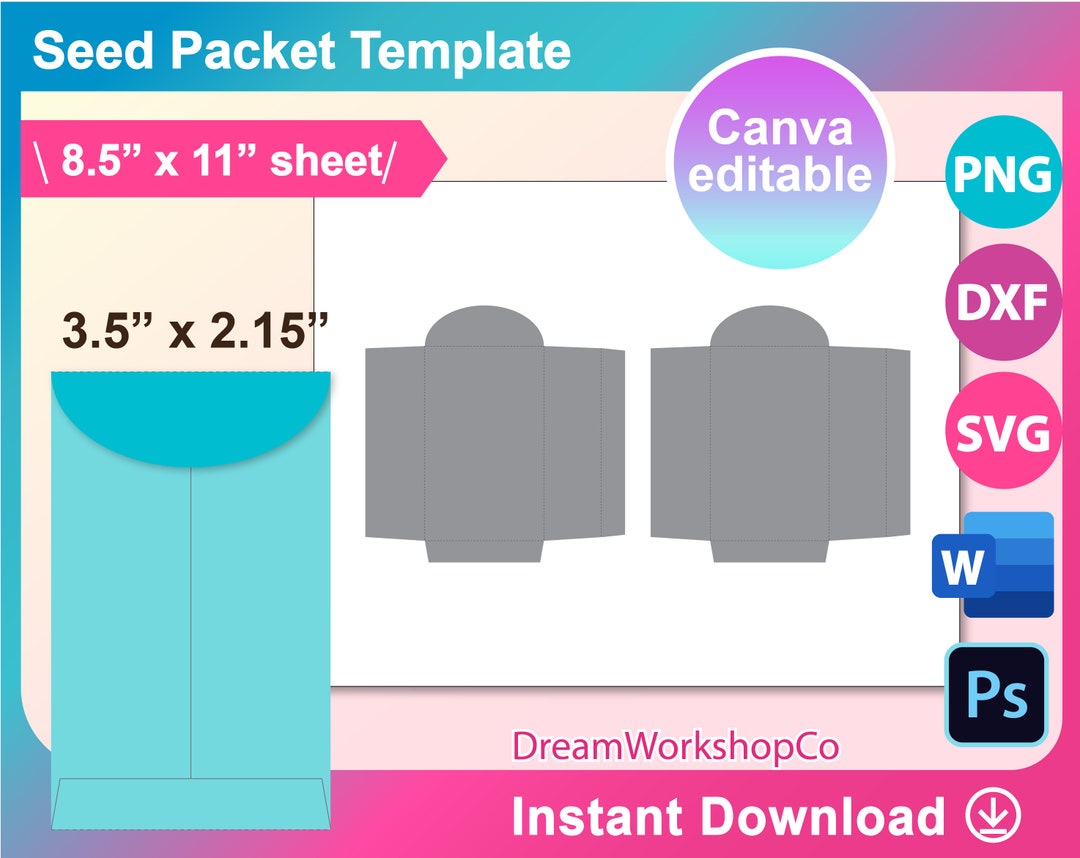 Fancy Seed Packet Template, Canva, Ms Word, PSD, PNG, SVG, Dxf, 8.5x11 ...