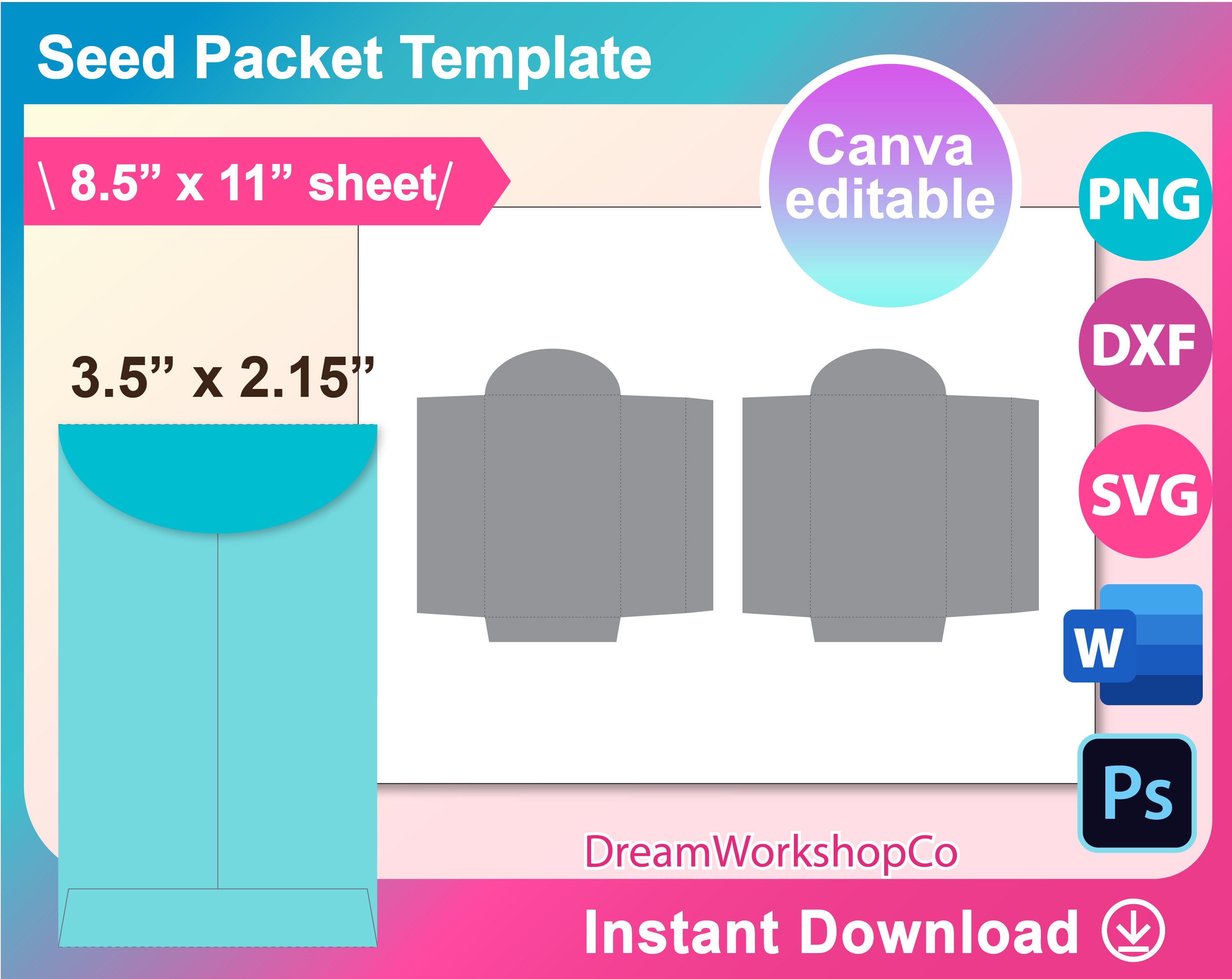 Fancy Seed Packet Template Canva Ms Word PSD PNG SVG - Etsy Israel
