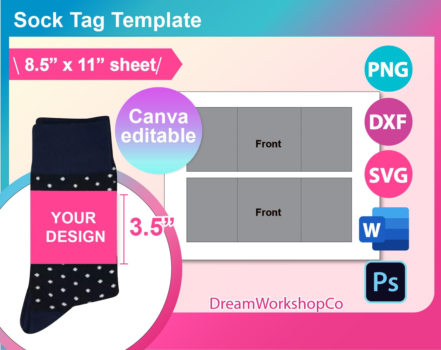 Sock Tag Sock Wrapper Template SVG Sock Gift Tag Template - Etsy