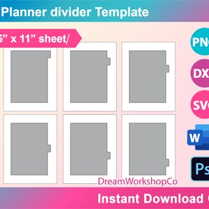 A5 Planner Divider Template, SVG, DXF, Canva, Ms Word Docx, Png, Psd, 8.5"x11" Sheet, Printable ...
