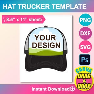 Trucker Hat Template, Design Template, SVG, DXF, Ms Word Docx, Png, Psd ...