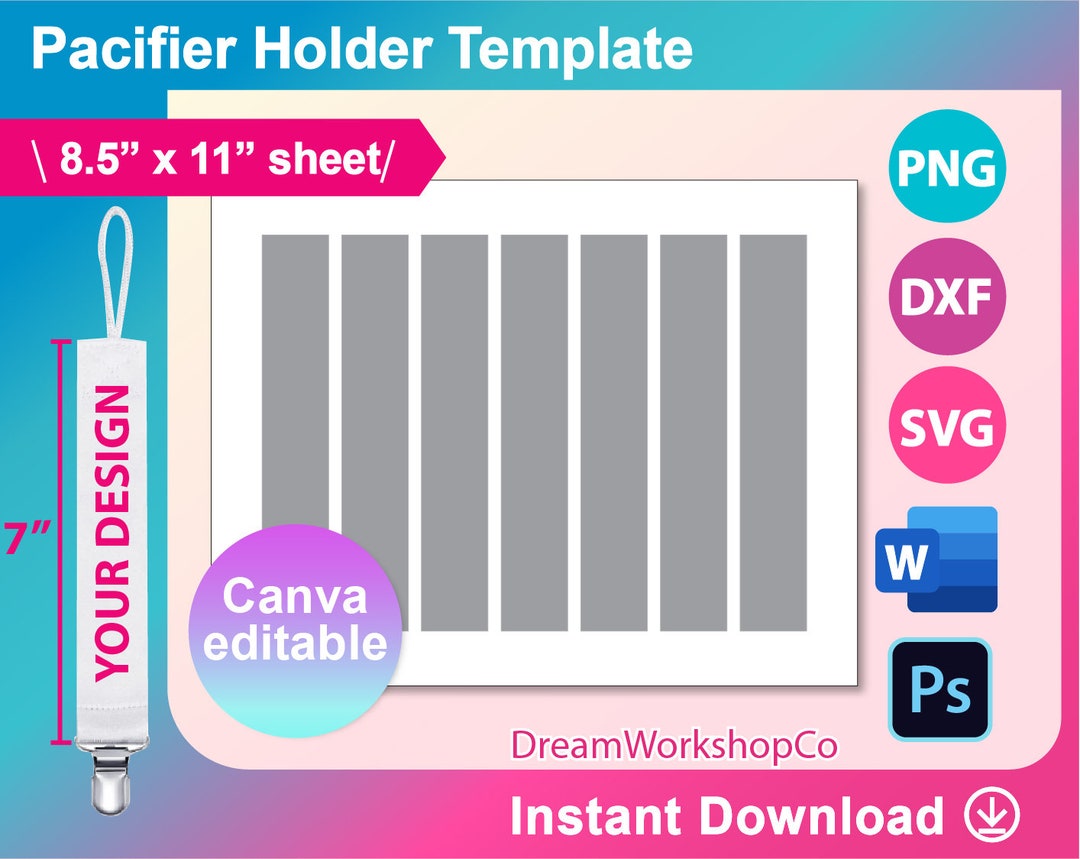 Pacifier Holder Template Pacifier Holder Sublimation - Etsy
