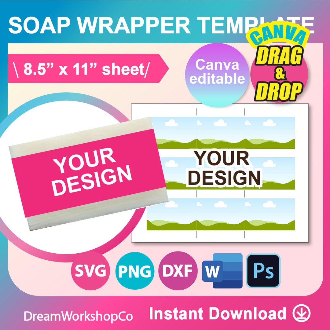 Soap Wrapper Template, Soap Label SVG, Canva, DXF, Ms Word DOCX, Png ...