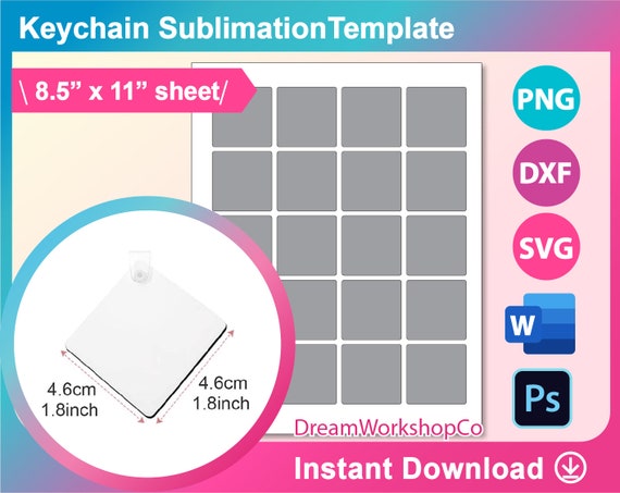 Square Keychain Template Sublimation Template SVG DXF Ms | Etsy