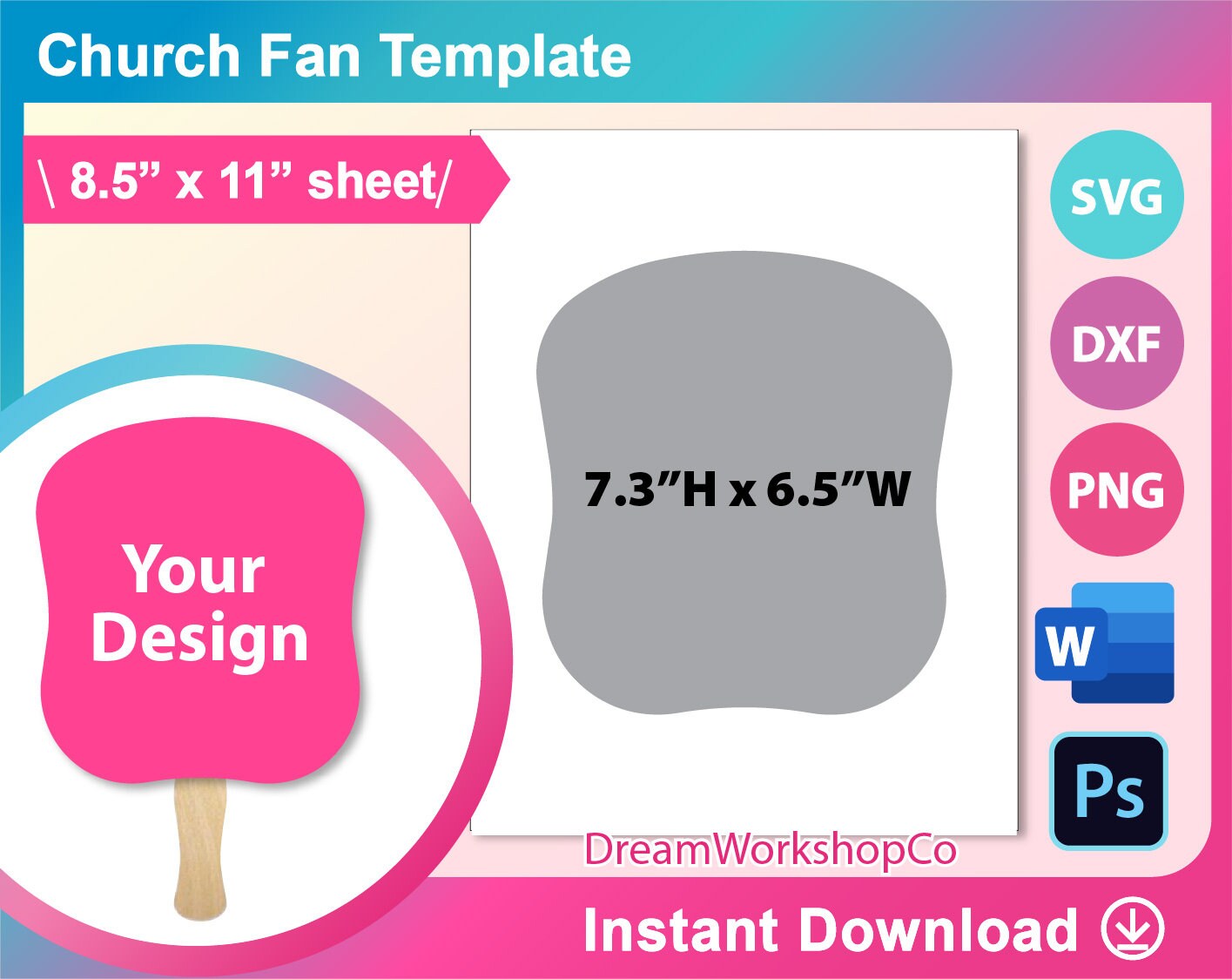 Art & Collectibles Paddle Flower Fan Template PNG Docx Pdf 8.5x11 sheet ...
