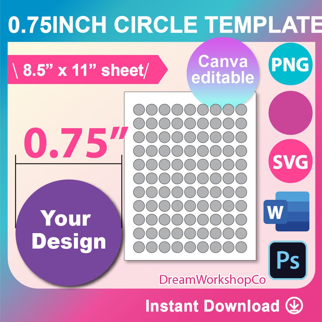 0.75 Circle Template 0.75 Inch Circle Template Circle - Etsy