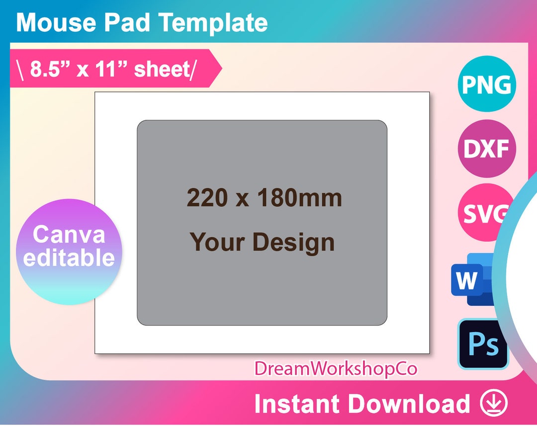 Rectangle Mouse Pad Template Mouse Pad Sublimation Template - Etsy
