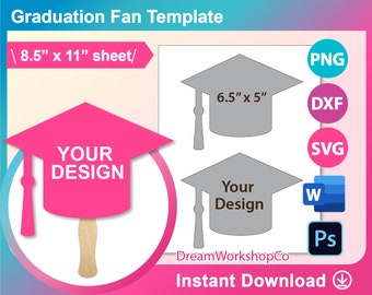 Graduation Paddle Fan Template PSD SVG DXF Ms Word Docx | Etsy