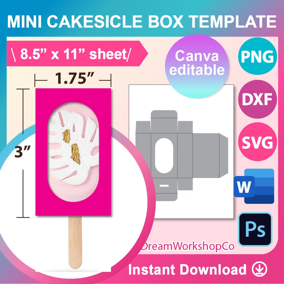 Mini Cakesicle Template, PSD, SVG, DXF, Ms Word Docx, Canva, Png, 8.5 ...