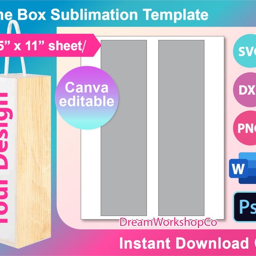 9oz Wine Glass Box Template Sublimation Ms Word PSD PNG - Etsy