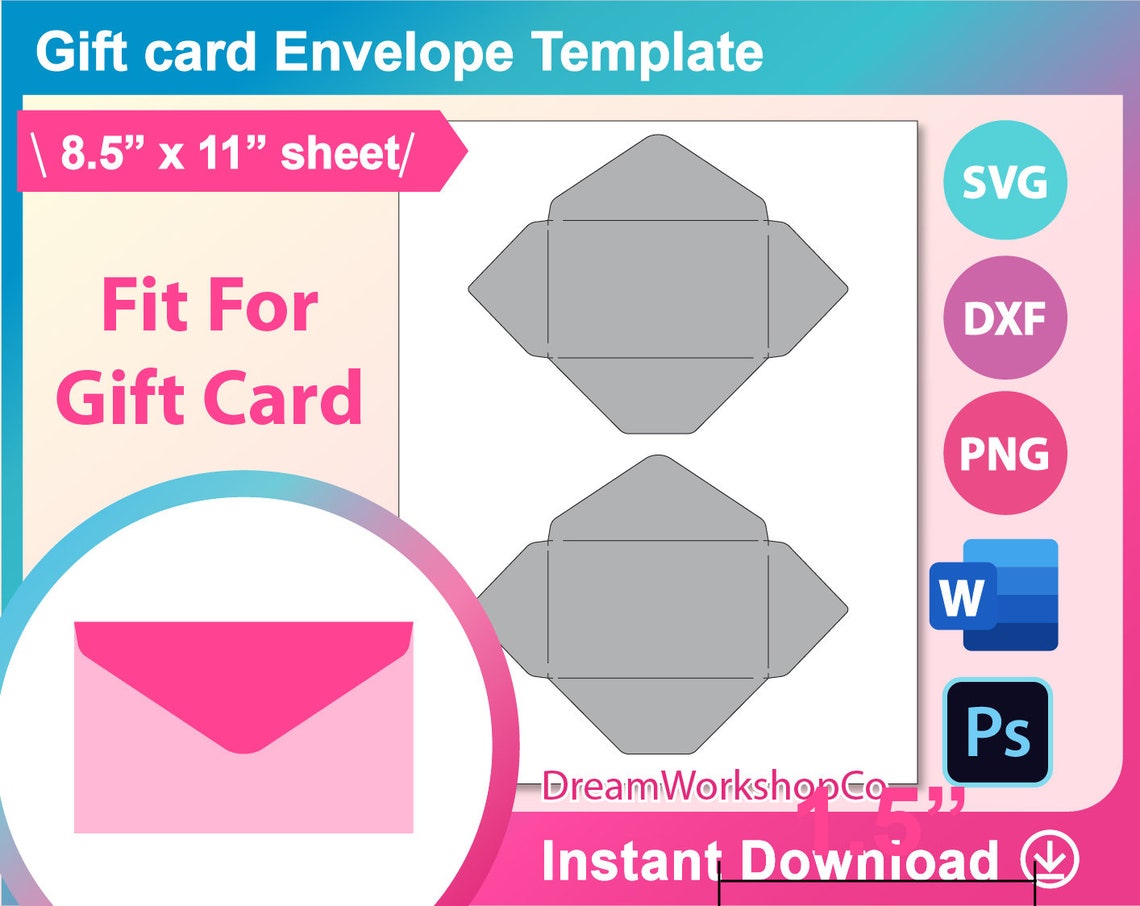 Gift Card Envelope Template Canva Ms Word PSD PNG SVG | Etsy