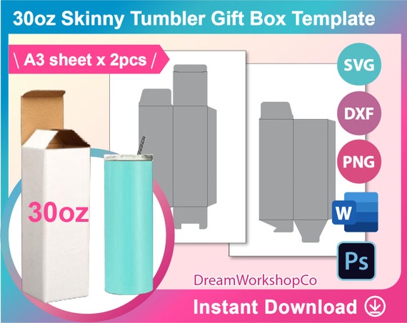 30oz Skinny Tumbler Box Template Gift Box Template SVG DXF - Etsy
