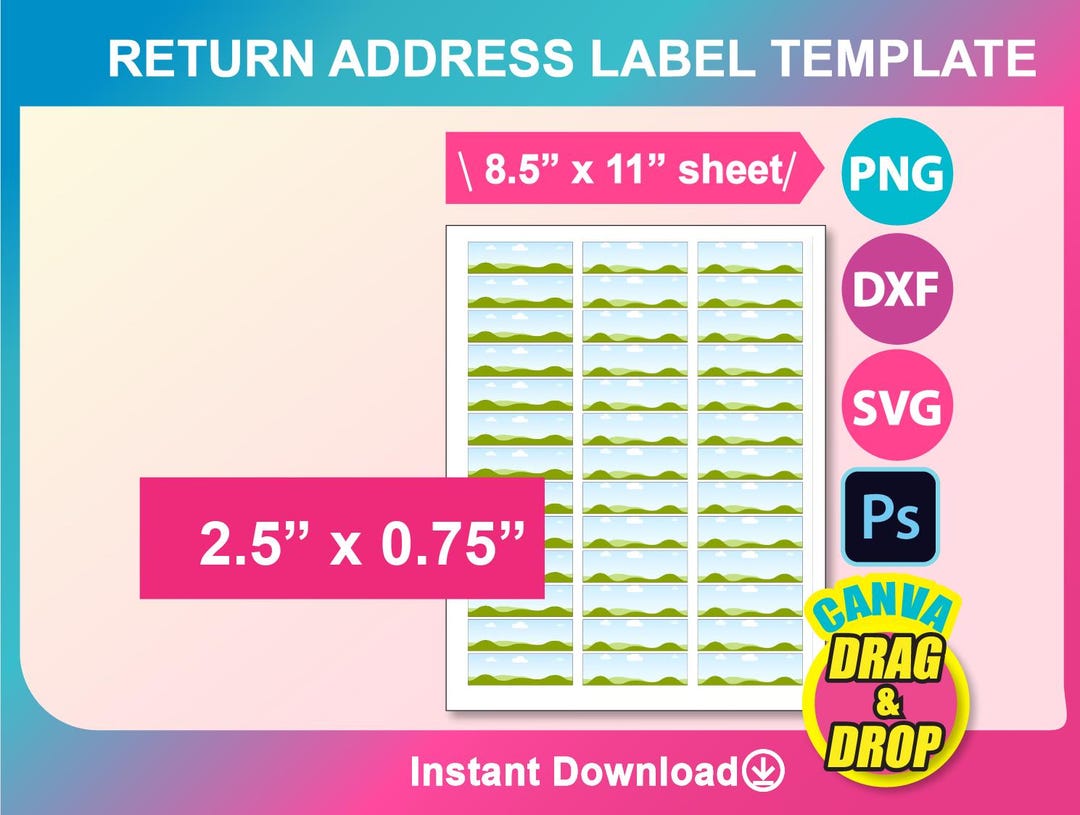 Return Address Labels, Standard Address Template, Canva, SVG, DXF, Png ...