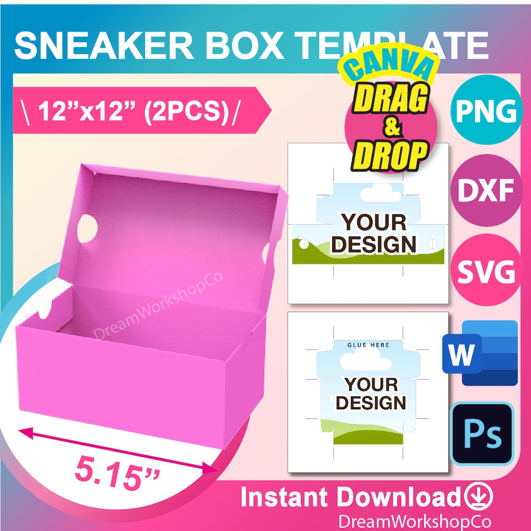 Shoes Box Template, Mini Sneaker Box Template, Valentine's Gift Box S ...