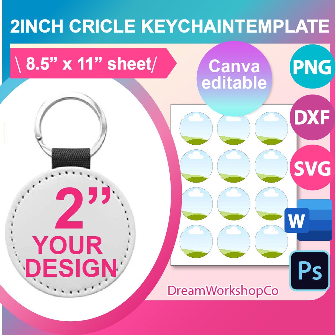 2inch Circle Keychain Template, Sublimation Template, Bifold Wallet ...
