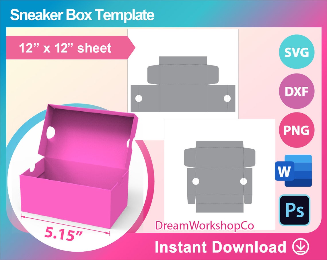 Shoes Box Template Mini Sneaker Box Template Valentine's - Etsy