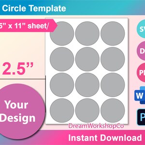 2.5 Circle Template Multipurpose Labels Template SVG - Etsy
