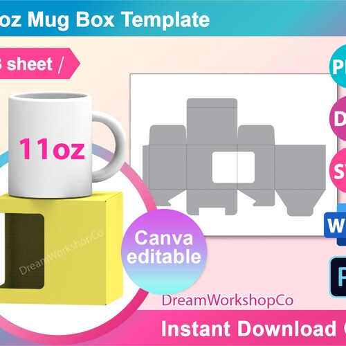 11oz Mug Box Template With Window Sublimation Template Cut - Etsy