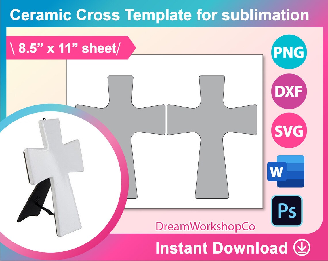 Ceramic Cross Template Sublimation Template SVG DXF Ms | Etsy