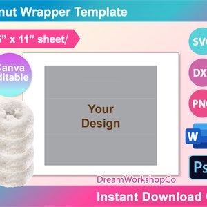 Donut Wrapper Template, 4pcs Donut Wrapper Template, SVG, Canva, DXF ...