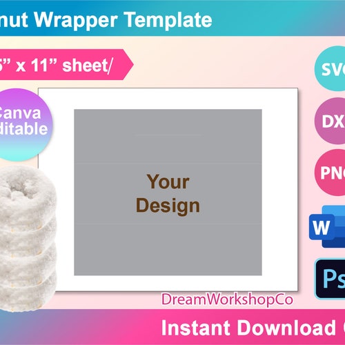 Donut Wrapper Template 4pcs Donut Wrapper Template SVG DXF - Etsy