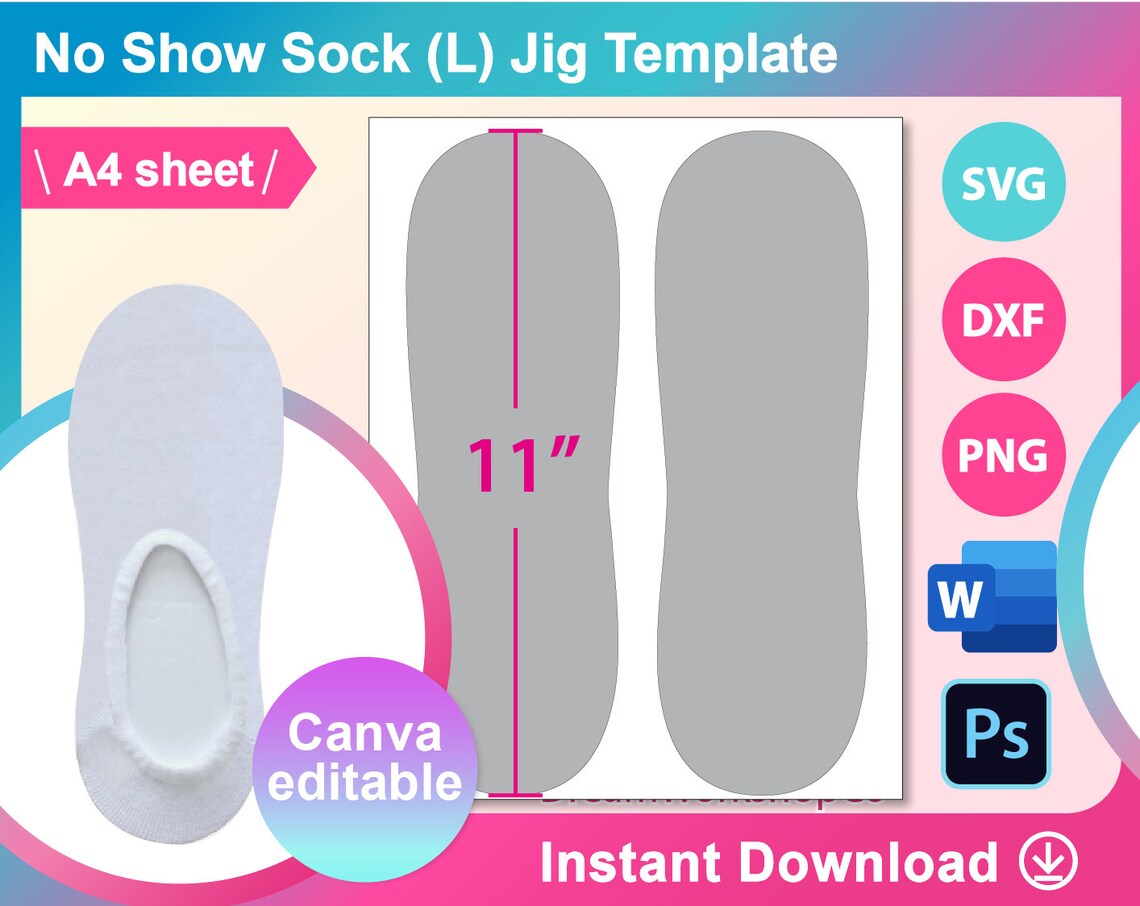Sock Jig L Template No Show Sock Jig Template Sublimation - Etsy