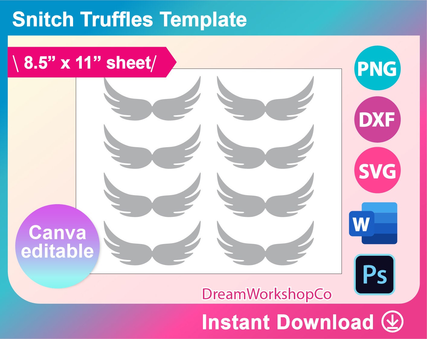 Golden Snitch Truffles Template, SVG, DXF, Ms Word Docx, Png, PSD, 8.5 ...