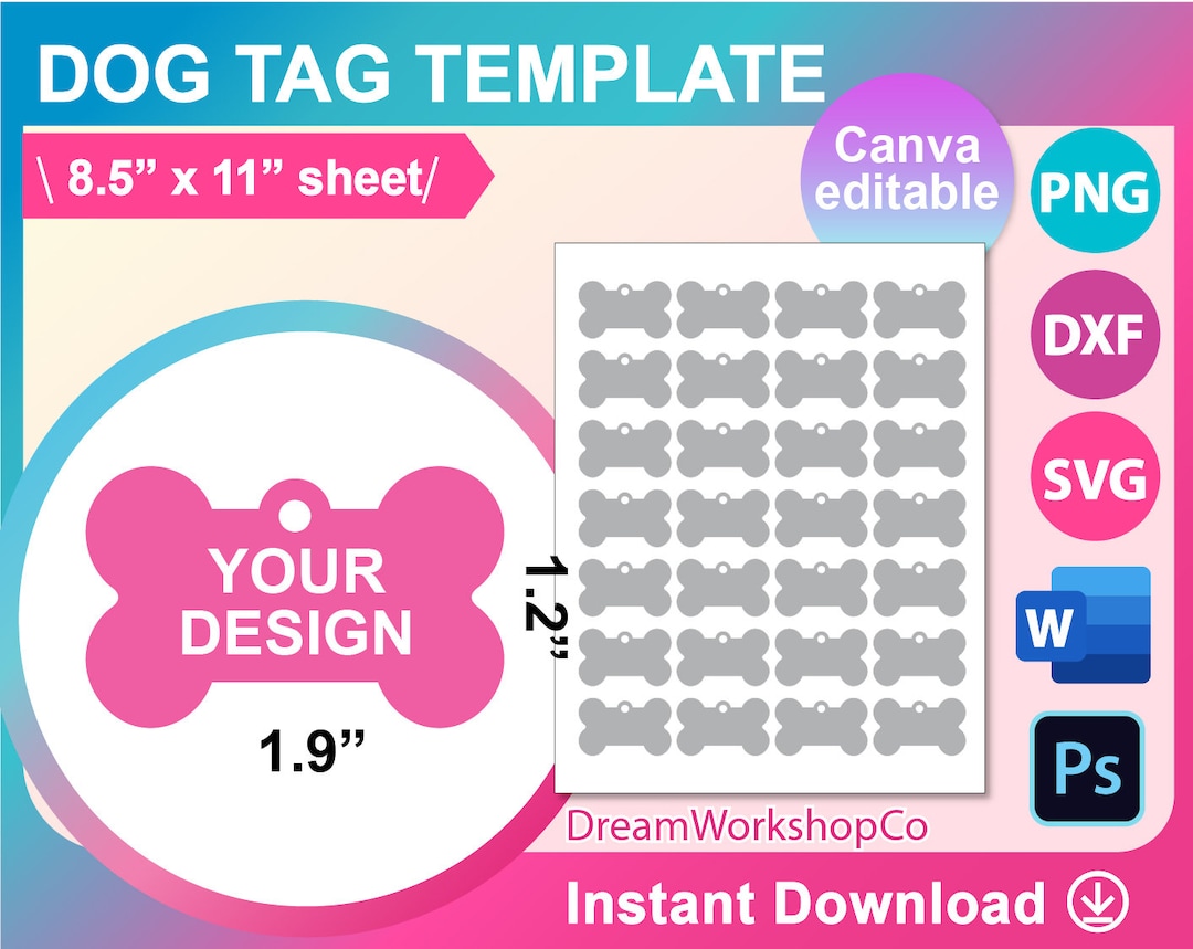 Dog Tag Template Bone Tag Template Bone Tag SVG - Etsy