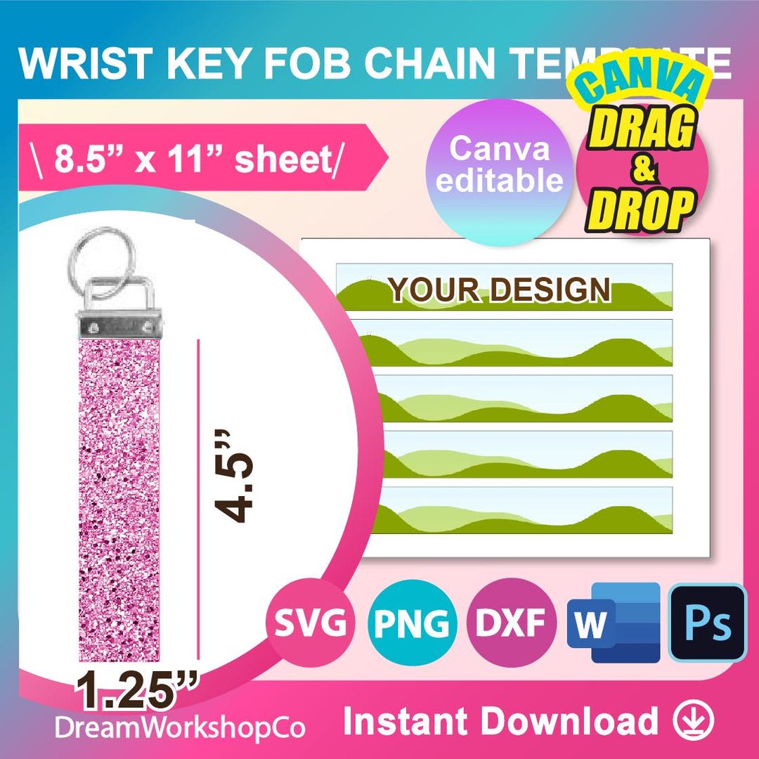 Wrist Key Fob Chain Template: SVG, DXF, Canva, Ms Word, Png, Psd ...