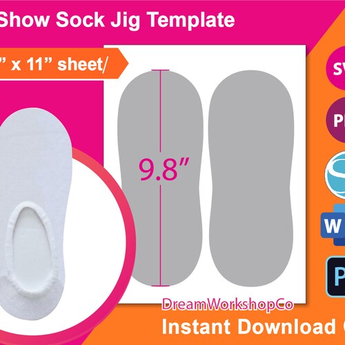 Sock Jig Template SVG PDF Png Dxf No Show Sock Jig - Etsy