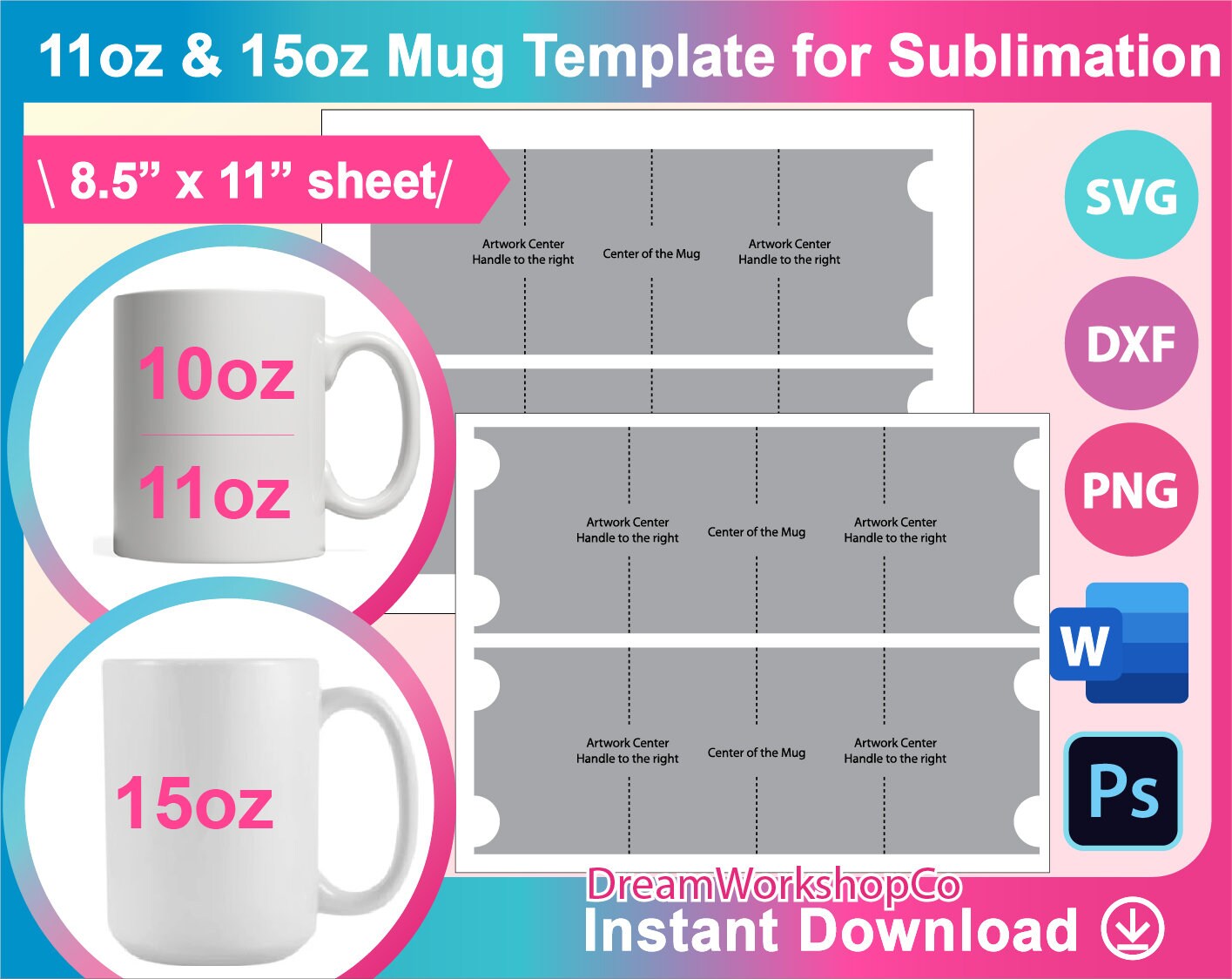 Plantilla De Taza De 11 Oz Sublimaci n De Plantilla De Taza Etsy M xico