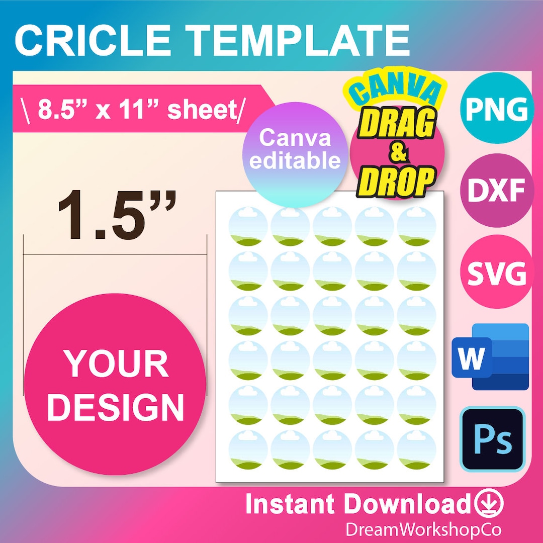 1.5" Circle Template, SVG, Circle Template, Circle Label Template ...