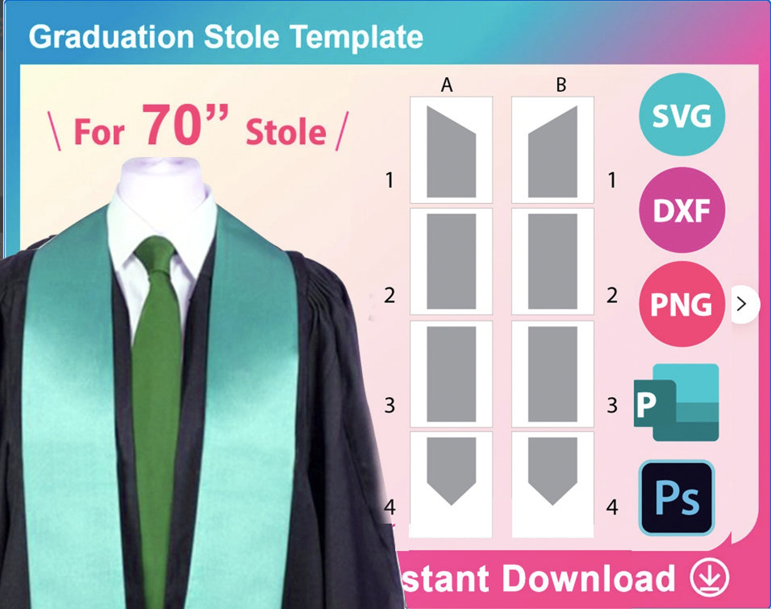 70 Stole Template Graduation Stole Template Stole - Etsy