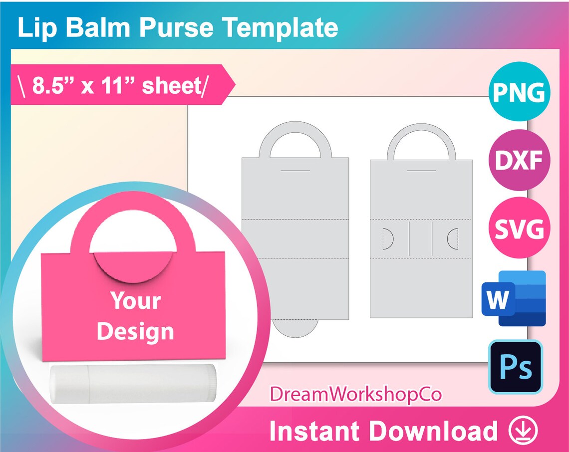Lip Balm Purse Template Lip Balm Box Template SVG DXF - Etsy