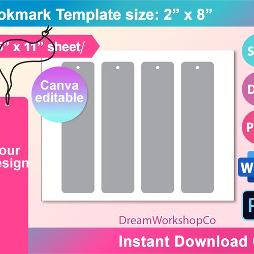 Bookmark Template SVG DXF Canva Ms Word Docx Png PSD - Etsy