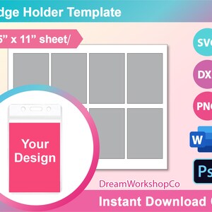 Badge Holder Insert Template, ID Badge Template Svg, Pass Template, DXF ...
