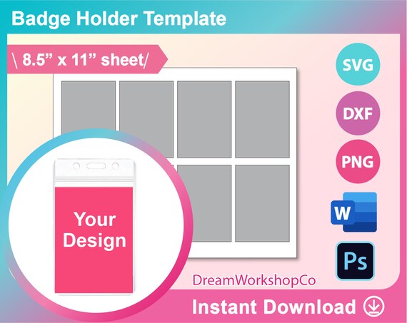 Badge Holder Insert Template ID Badge Template Svg Pass - Etsy
