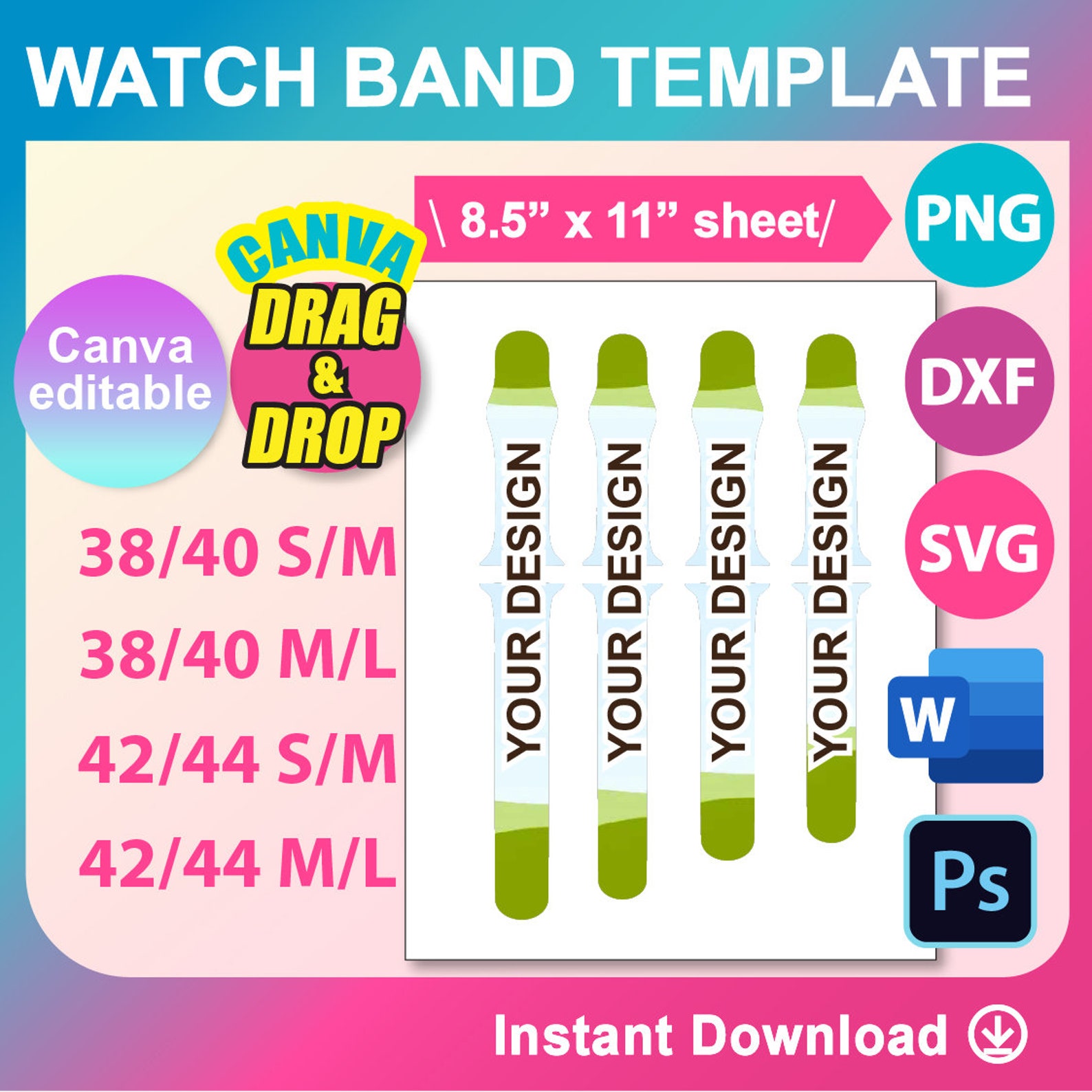 Iwatch Band Svg. Watch Band Jig Template for Sublimation, SVG, Canva ...