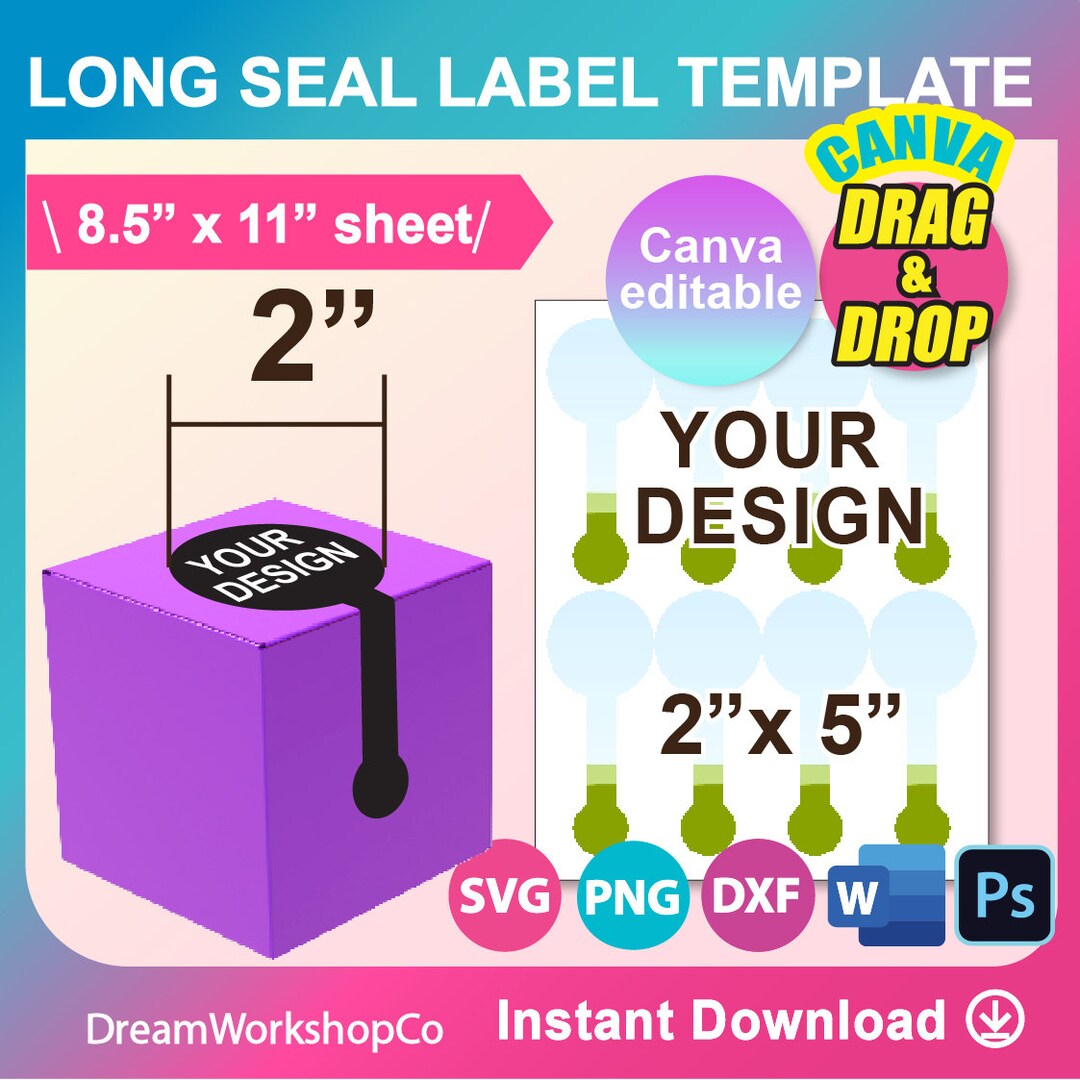 Long Seal Label Template, Box Seal Label Template, Circle Collage Sheet ...